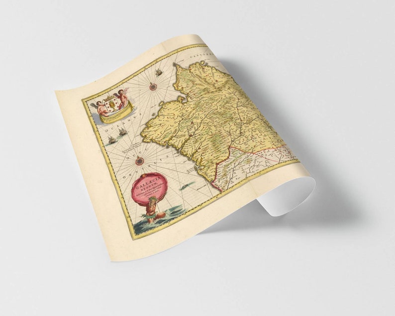 Galicia Old Map Santiago De Compostela, Camiño Map, Coruña, Ferrol ...