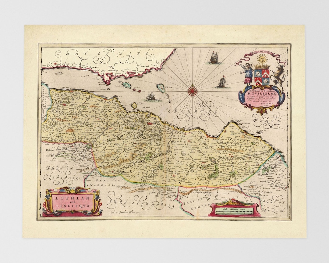 Lothian Old Map Edinburgh, Dalkeith, Musselburgh, Prestonpans ...