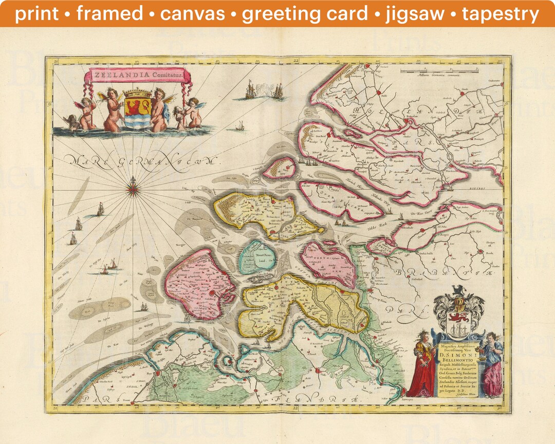 Zeeland Old Map Middelburg Zierikzee Goes Yerseke - Etsy