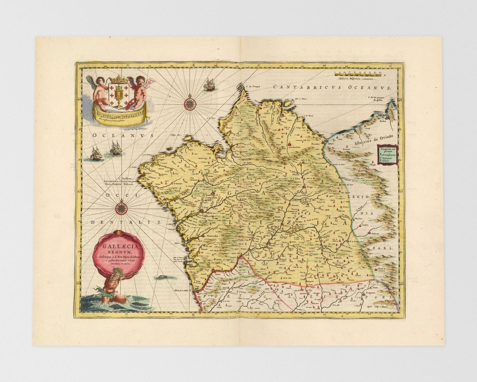 Galicia Old Map Santiago De Compostela, Camiño Map, Coruña, Ferrol ...