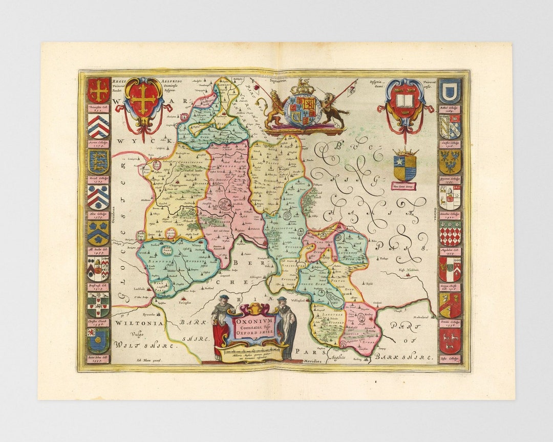 Old Map Oxfordshire Oxford, Kidlington, Woodstock, Bicester, Witney ...