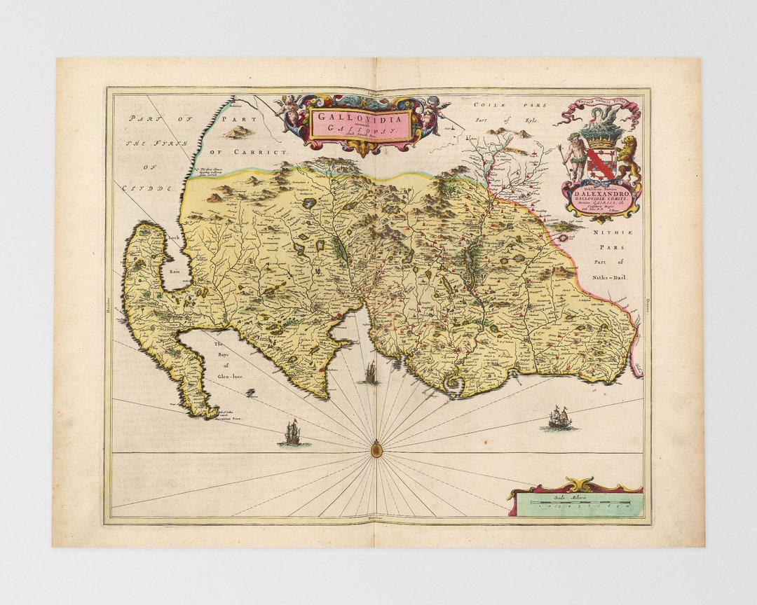 Map of Dumfries, Galloway } Gift for Scottish Dad: Wigtown, Newton ...