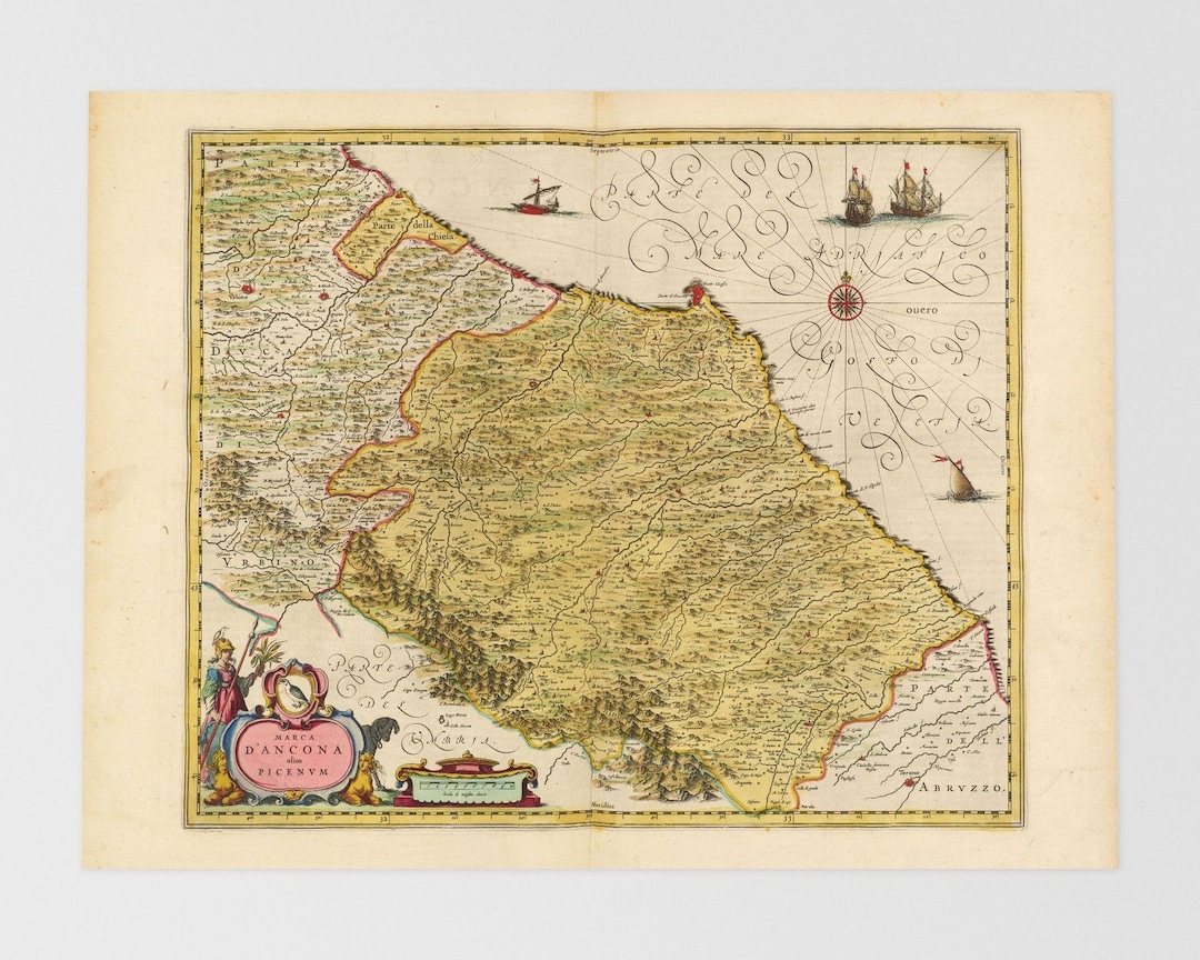 Old Map Marche Region | Macerata, Tolentino, Ancona, Fabriano ...