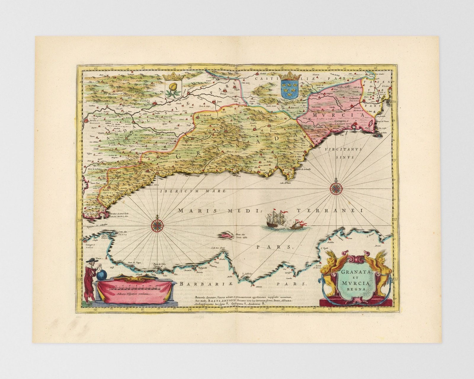 Andalusia Old Map Almera, Granada, Melilla, Mlaga, Jan, Andalusia ...