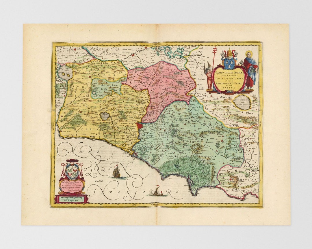 Castelli Romani Old Map Roma, Monte Compatri, Albano Laziale, Cave ...