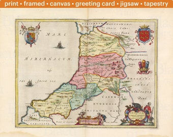 Map of Cardiganshire - Etsy