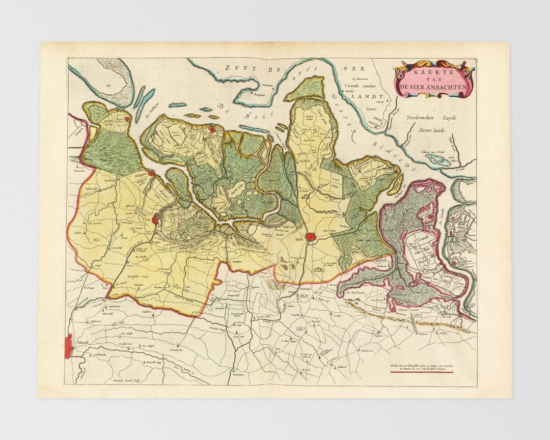 Old Map Zeelandic Flanders | Hulst, Zelzate, Terneuzen, Koewacht ...