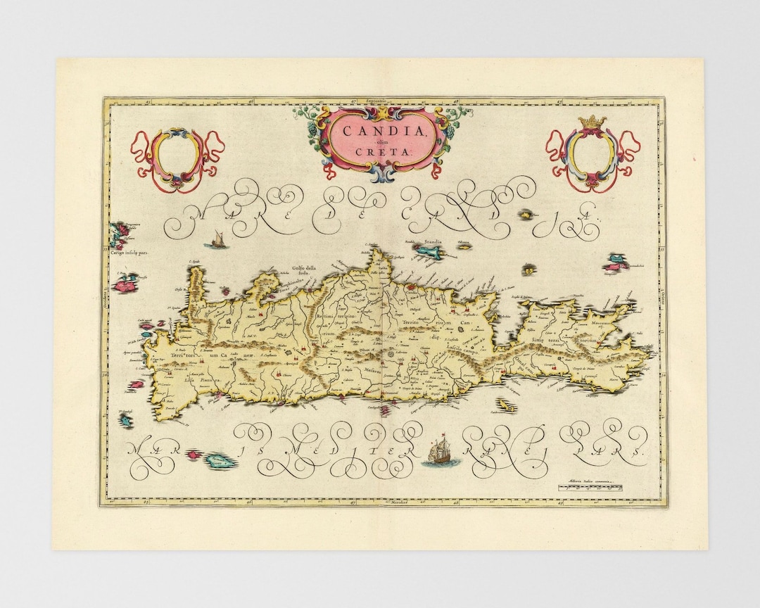Old Map Crete, Greece | Greece, Crete, Canea, Galini, Greek Islands ...