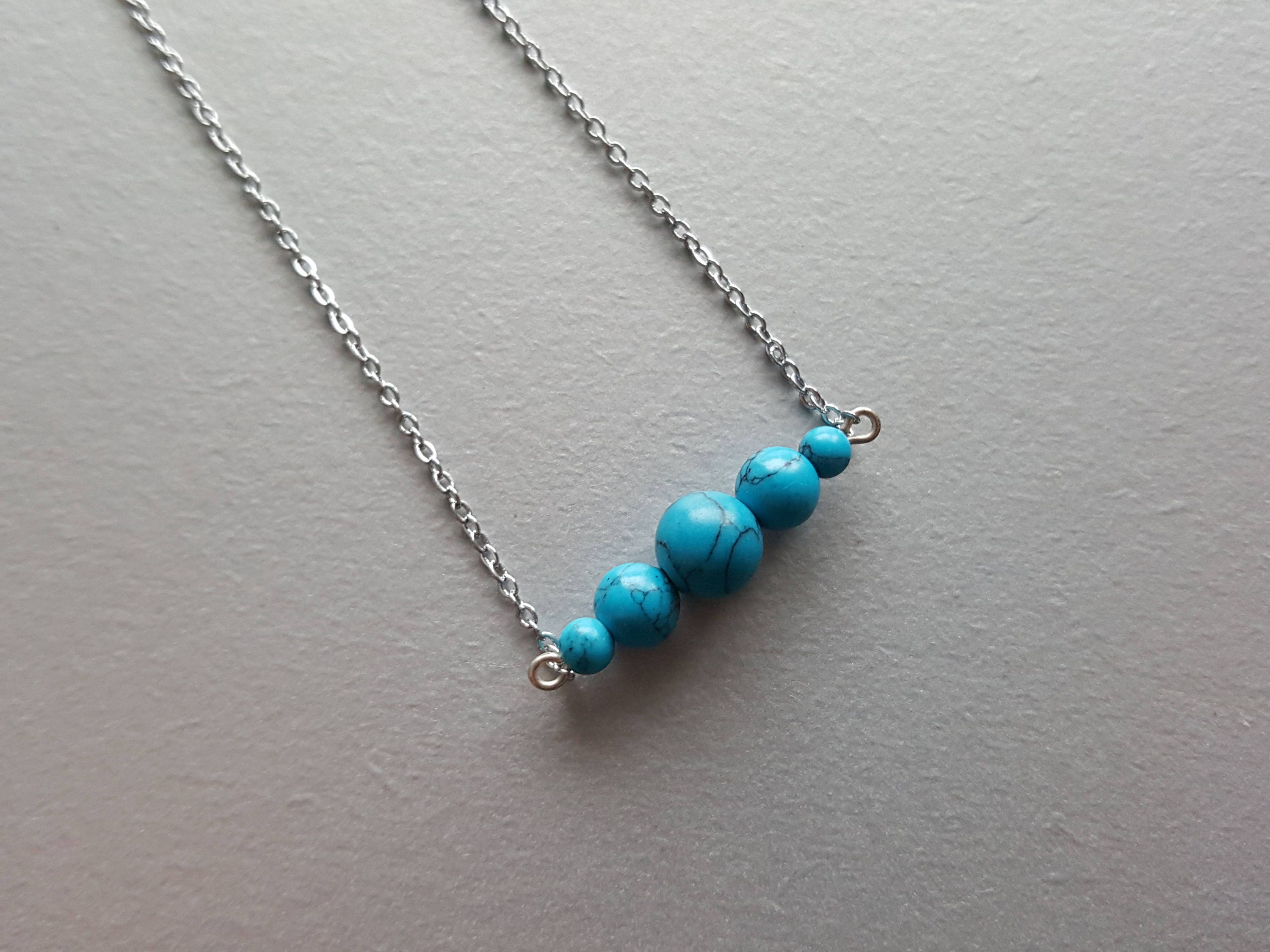 Silver Chain Necklace. Tiny Gemstone Necklace. Gemstone Bar | Etsy