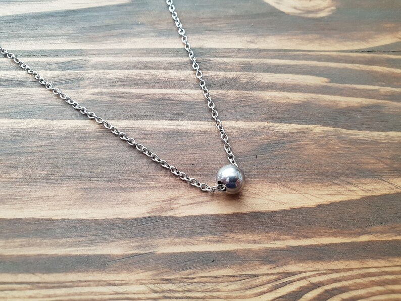 Single Bead Necklace Minimalist Necklace Stainless Steel - Etsy