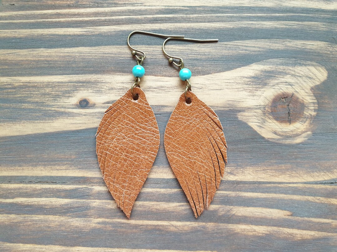 Leather Earrings. Handmade Earrings. Small Leather Earrings, Simple ...