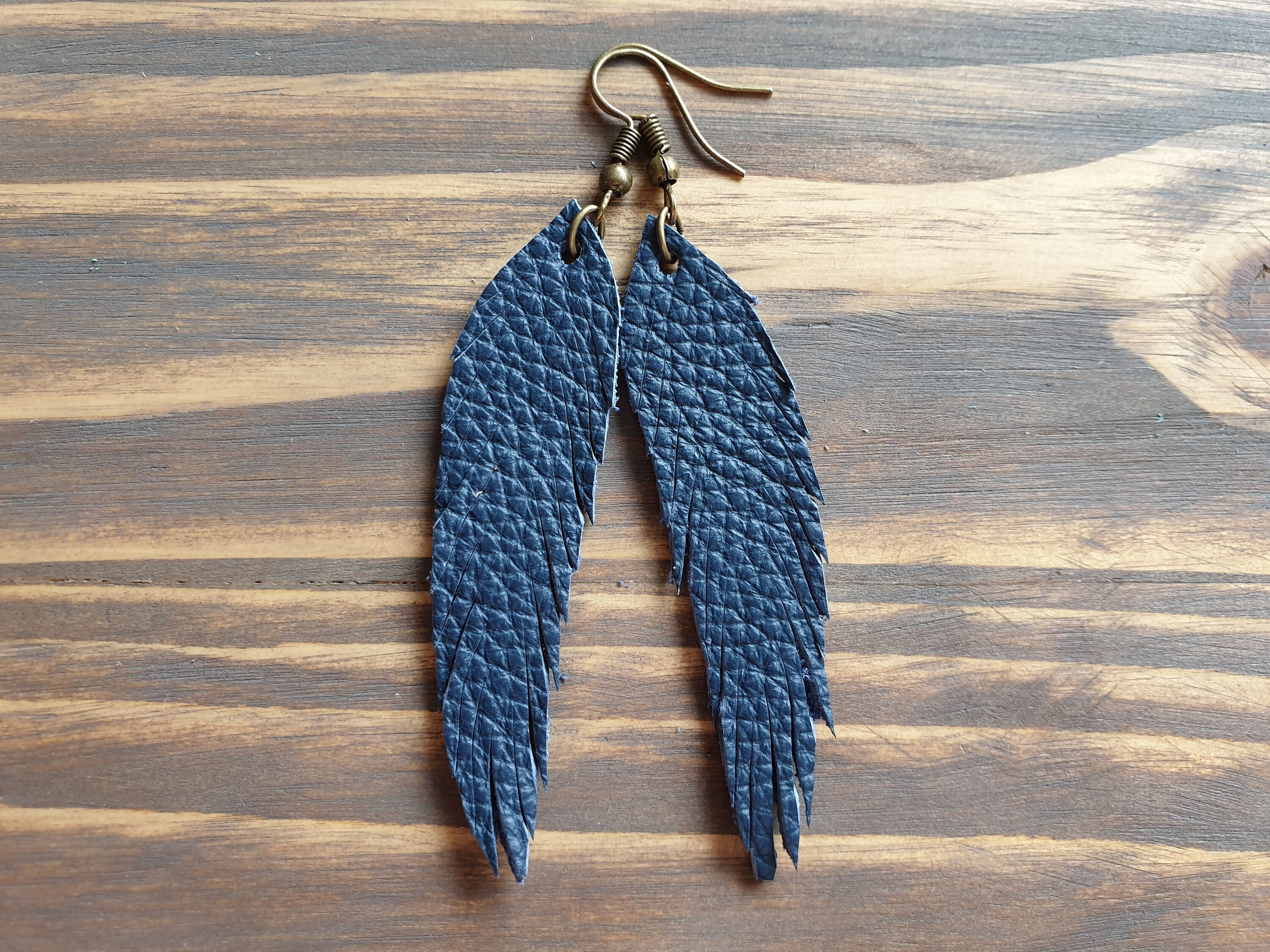 Mini Feather Earrings Leather Feather Earrings Rustic - Etsy