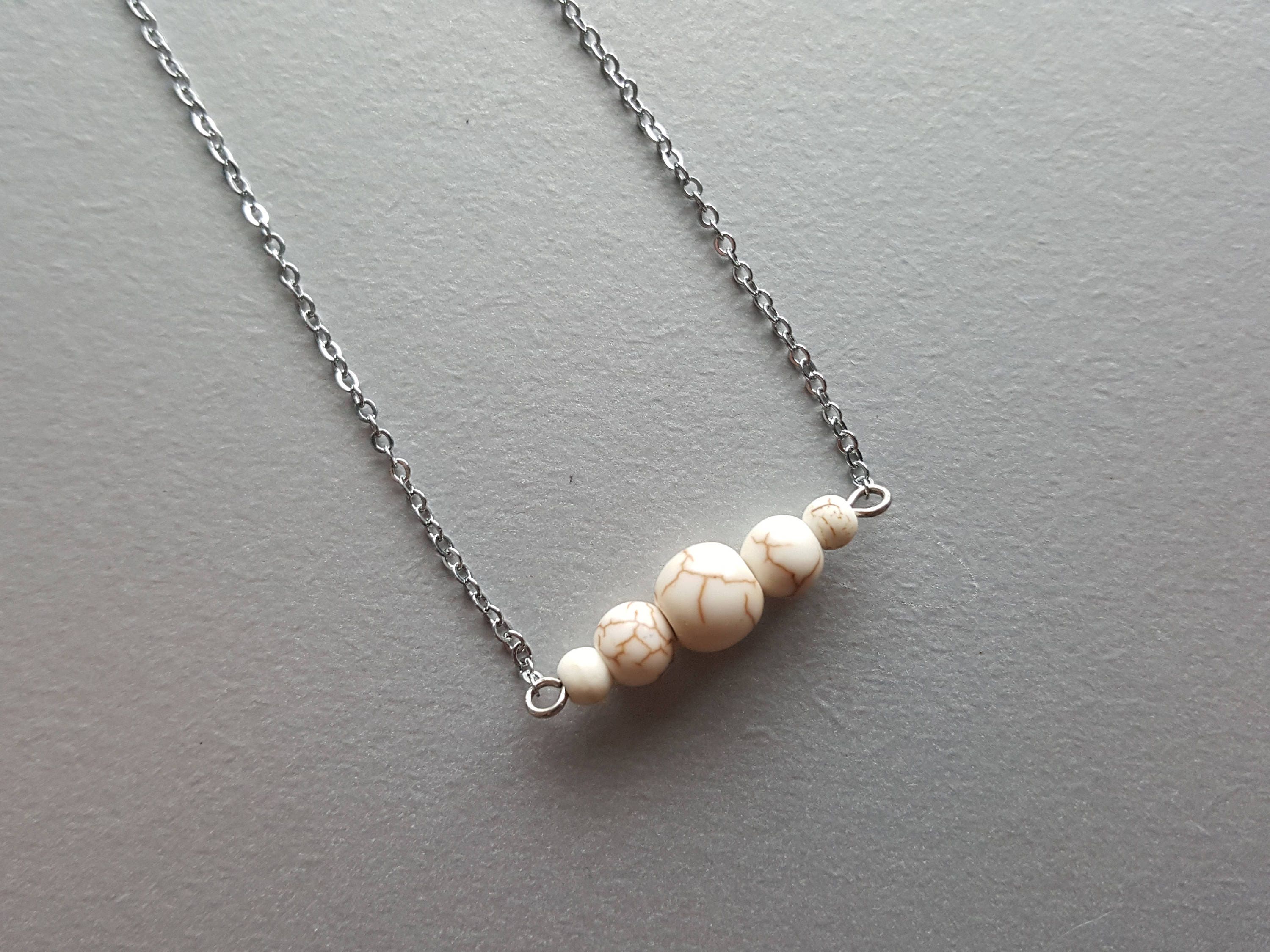 Silver Chain Necklace. Tiny Gemstone Necklace. Gemstone Bar | Etsy