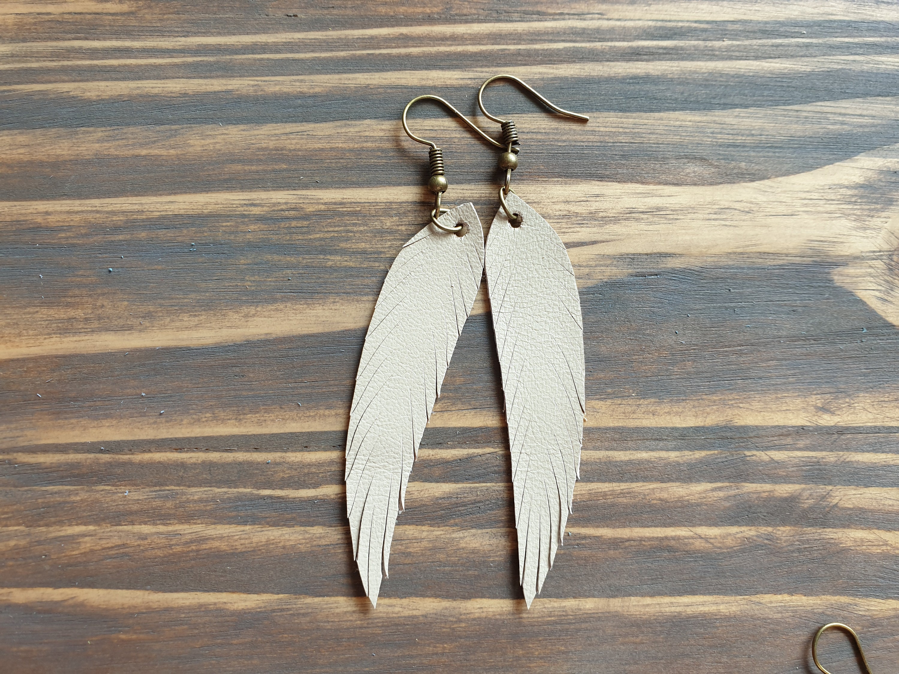 Mini Feather Earrings Leather Feather Earrings Rustic - Etsy
