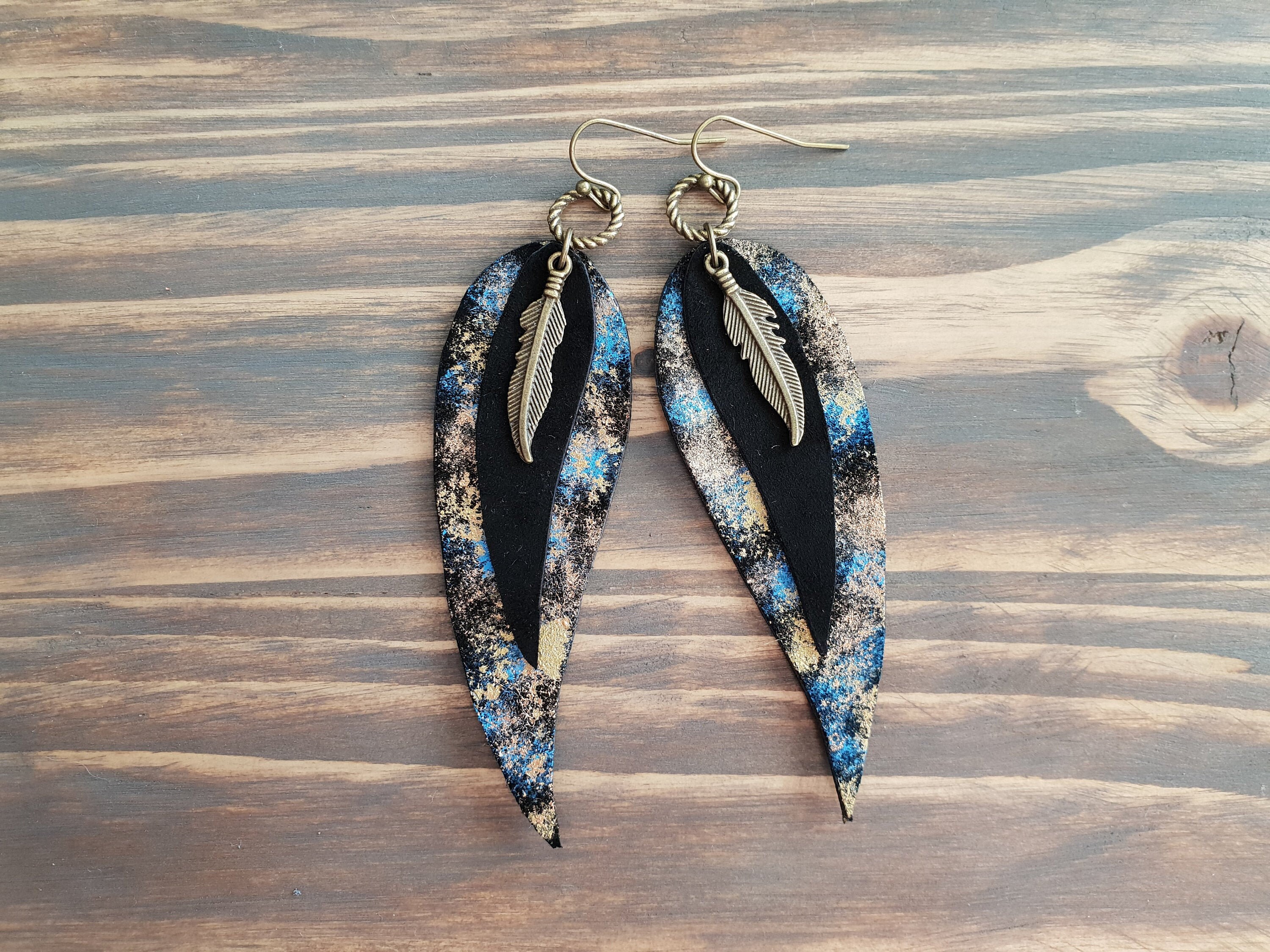 Handmade Leather Earrings, Boho Earrings, Boho Jewelry, Hand Painted ...