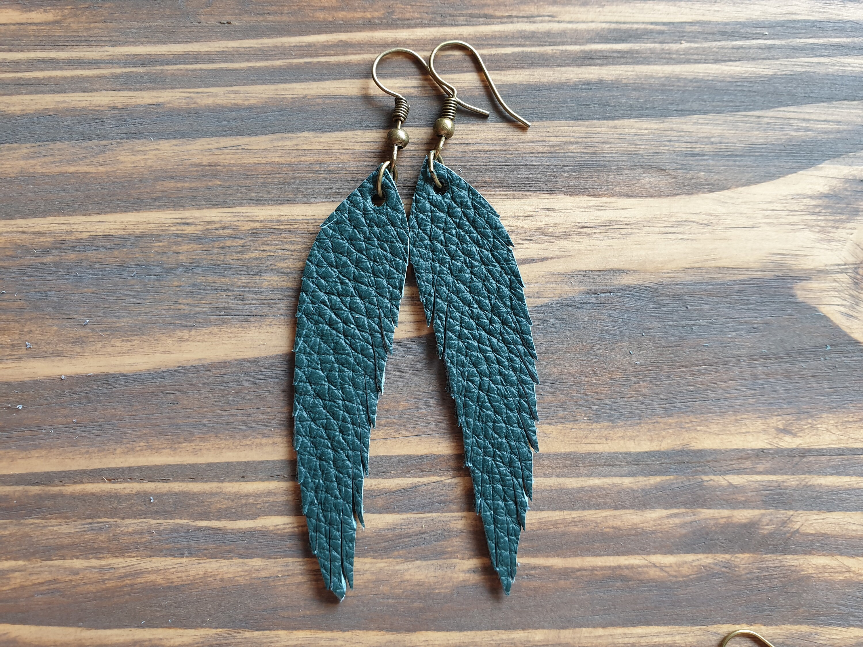 Mini Feather Earrings Leather Feather Earrings Rustic - Etsy