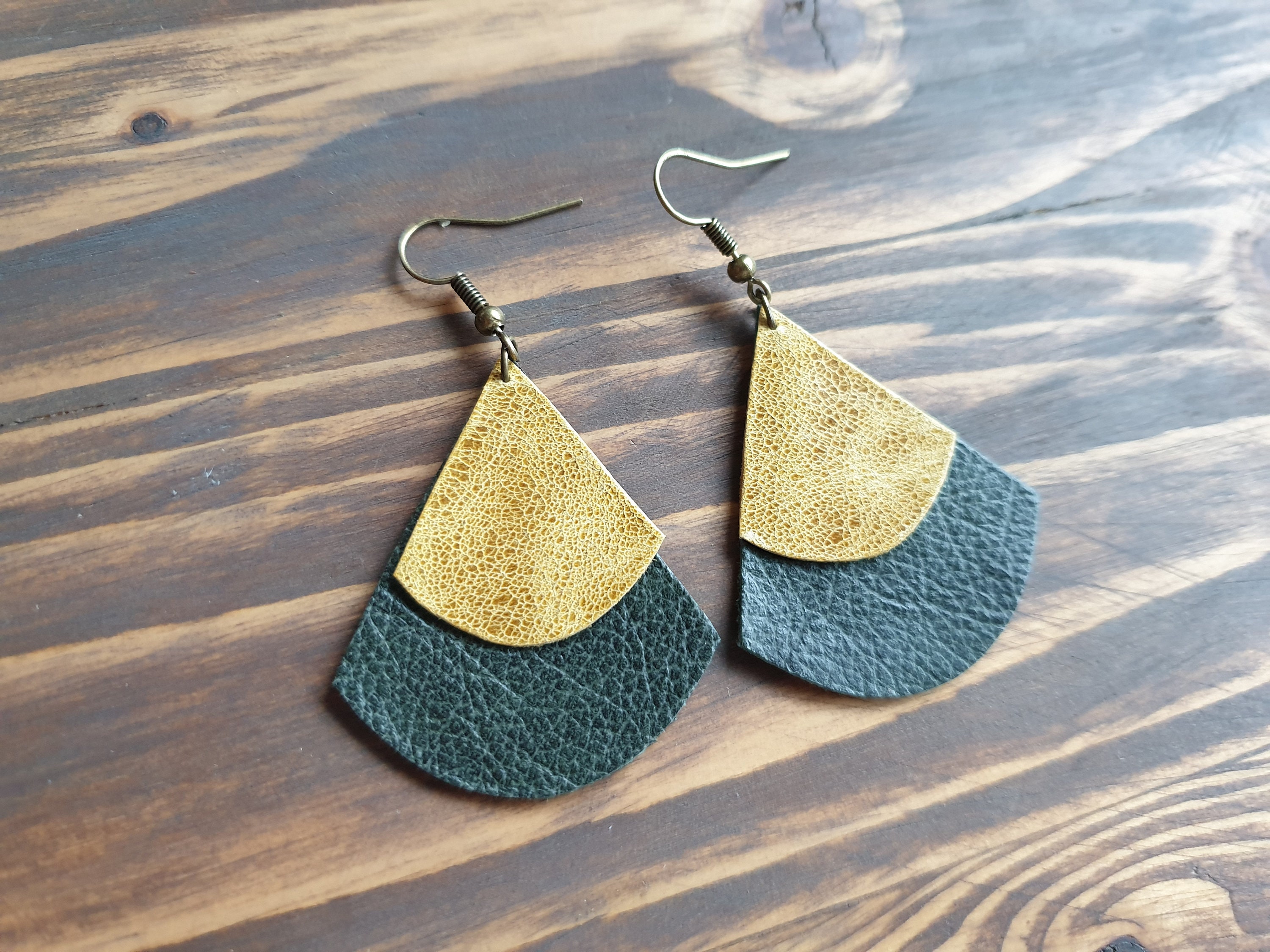 Genuine Leather Earrings Rustic Earrings Casual Jewelry | Etsy