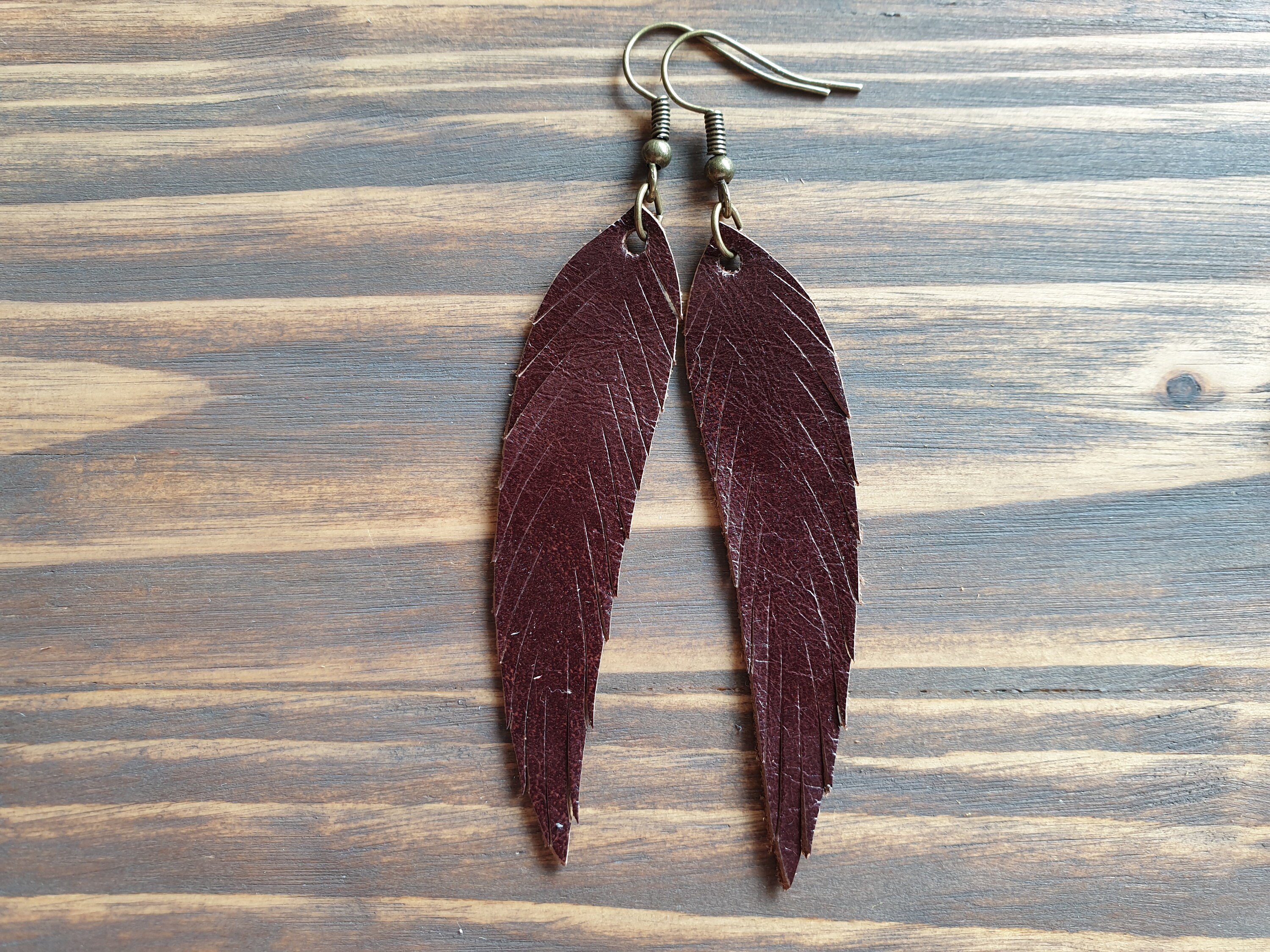 Mini Feather Earrings Leather Feather Earrings Rustic - Etsy