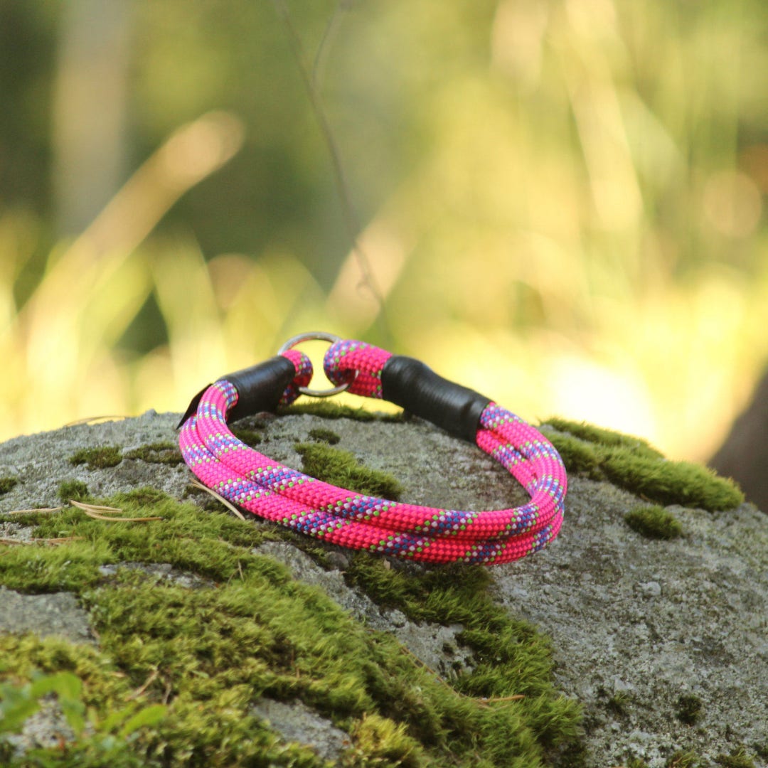 Climbing Rope Dog Collar AKAI // Pink Raspberry Color // Custom Made ...