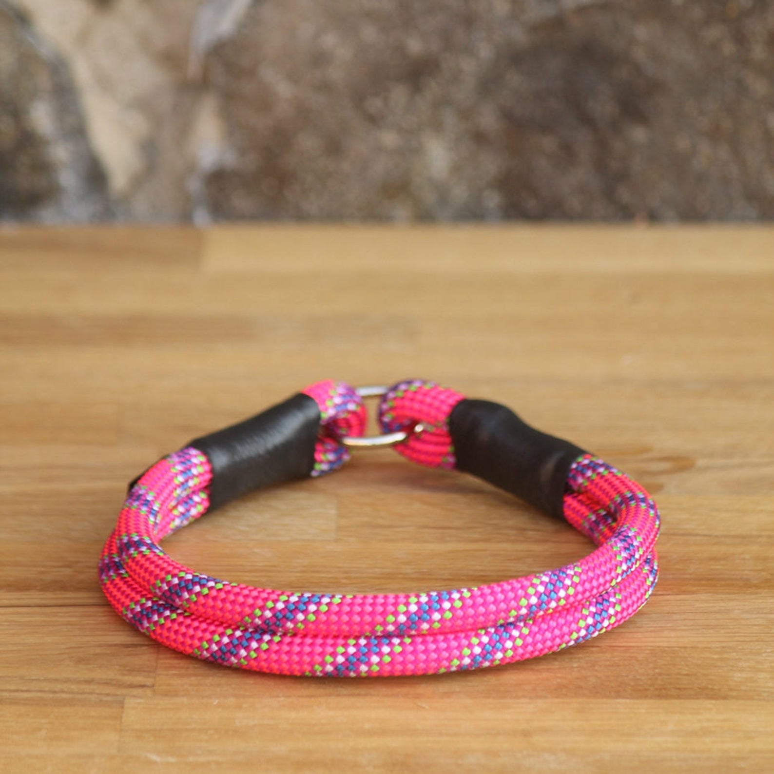 Climbing Rope Dog Collar AKAI // Pink Raspberry Color // Custom Made ...