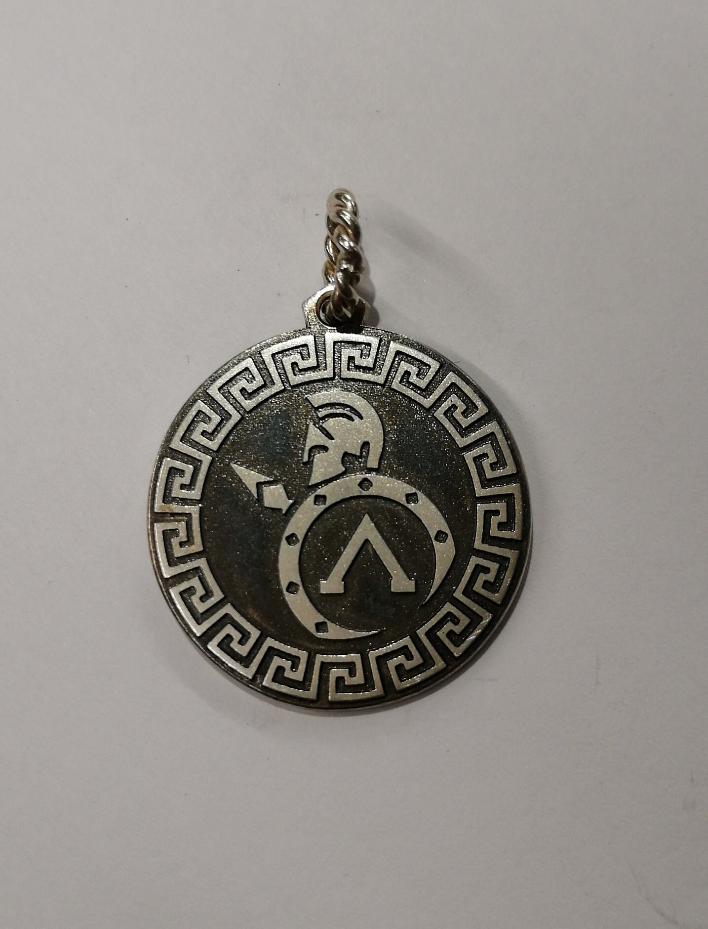 Pendant Spartan Helmet Shield in Burnished Silver 925 - Etsy