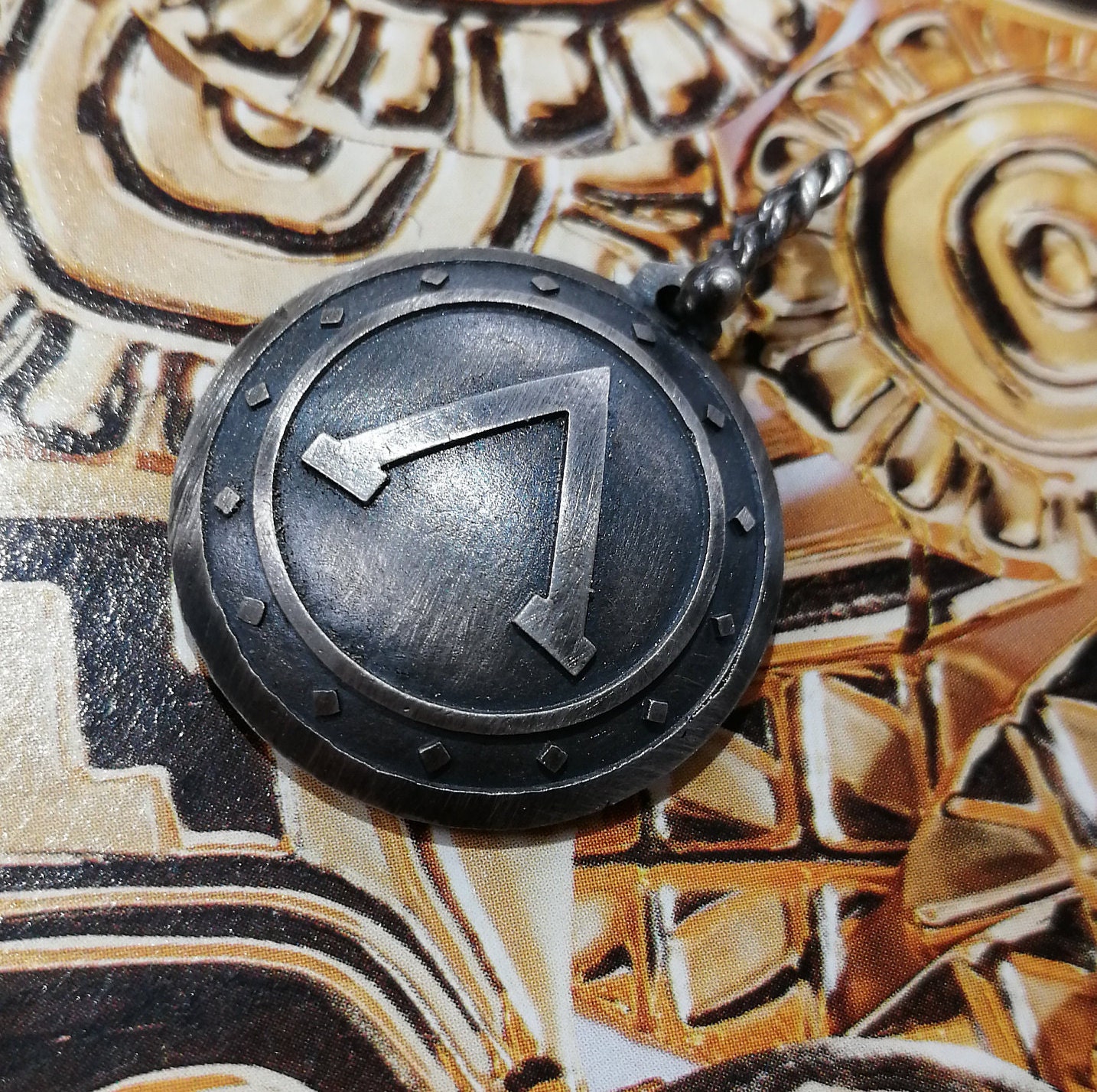 Pendant Spartan Helmet Shield in Burnished Silver 925 - Etsy