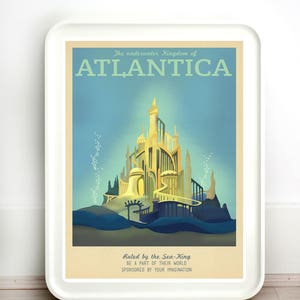 Retro Travel Poster Disney Set of 6 MANY SIZES Aladdin Tangled Frozen ...