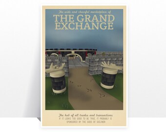 Retro Travel Poster Runescape Set of 4 MANY SIZES Modern Vintage OSRS ...