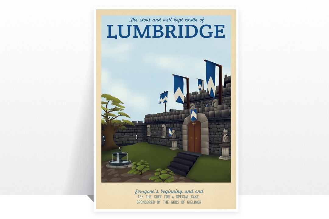 Retro Travel Poster - Runescape - Lumbridge Castle - MANY SIZES ...
