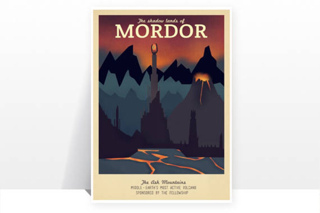 Retro Travel Poster the Lord of the Rings Mordor MANY SIZES Modern ...
