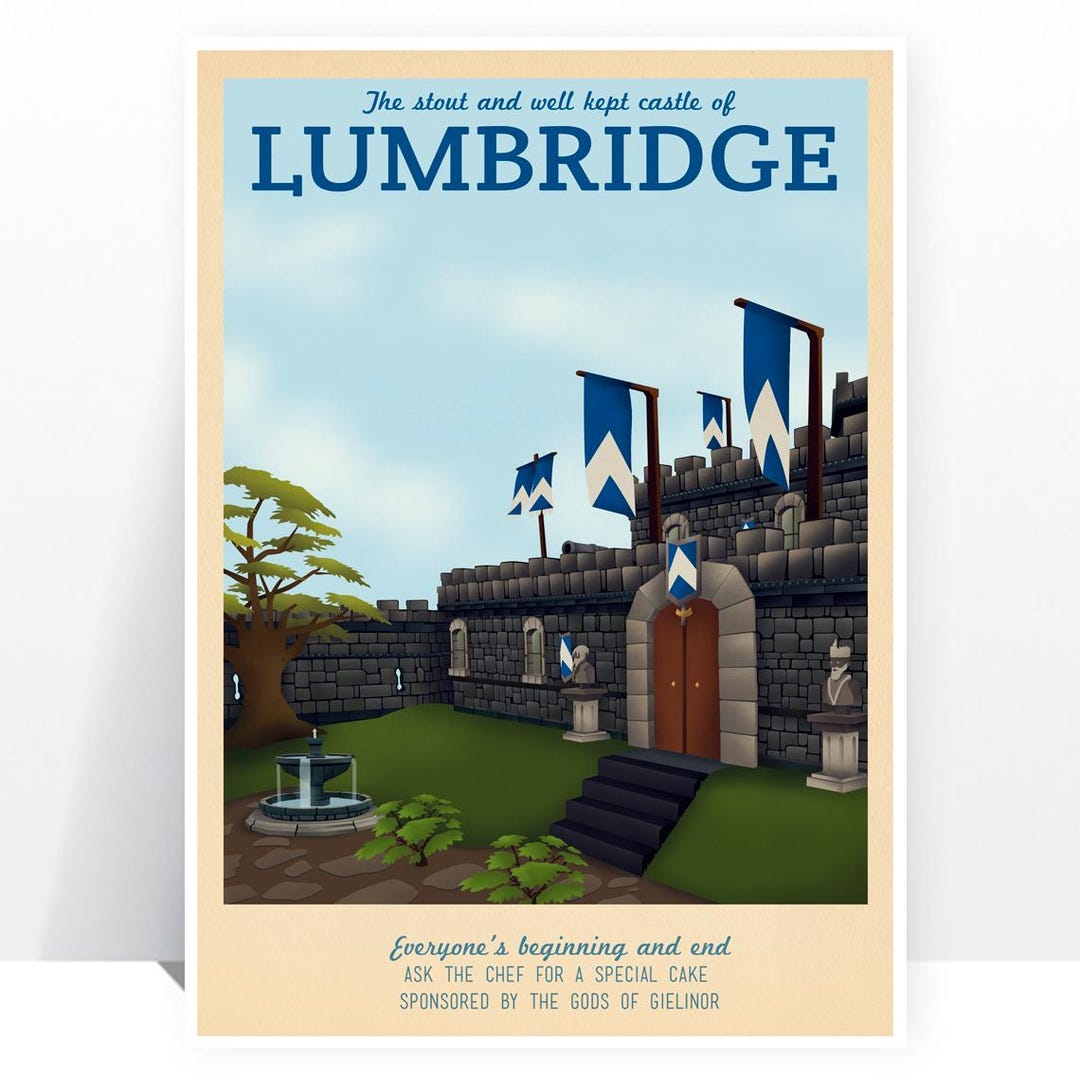 Retro Travel Poster - Runescape - Lumbridge Castle - MANY SIZES ...