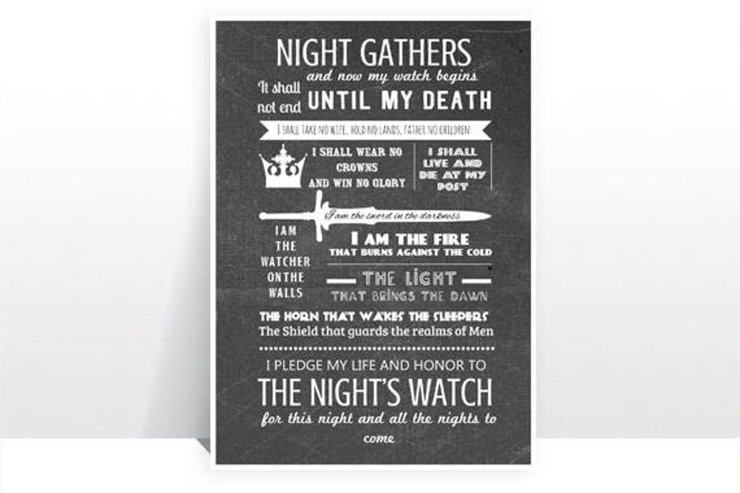 Game of Thrones the Night's Watch Oath Version 1 MANY SIZES Modern ...