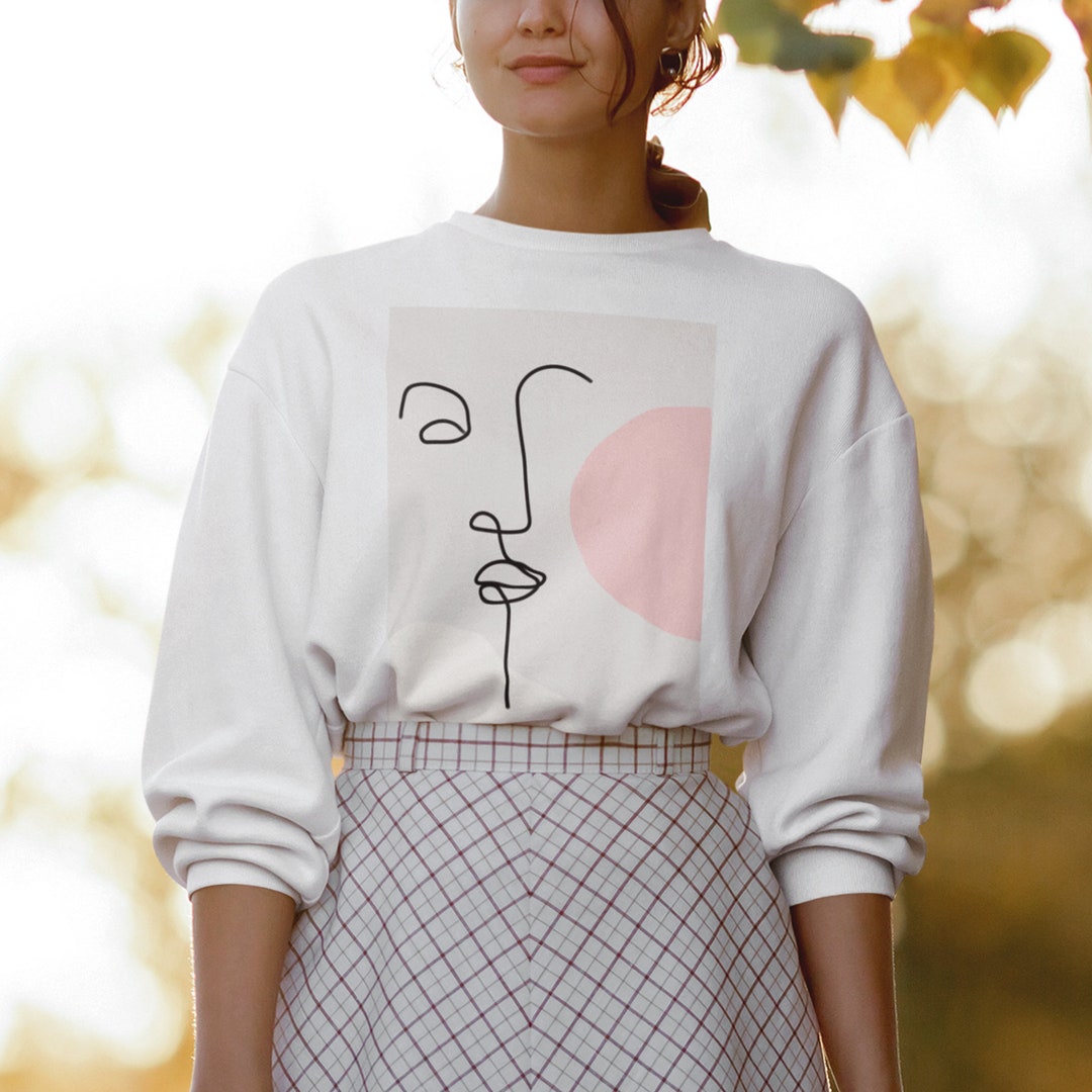 Face Sweatshirt, Abstract Art Shirt, Line Drawing Shirt, Aesthetic ...