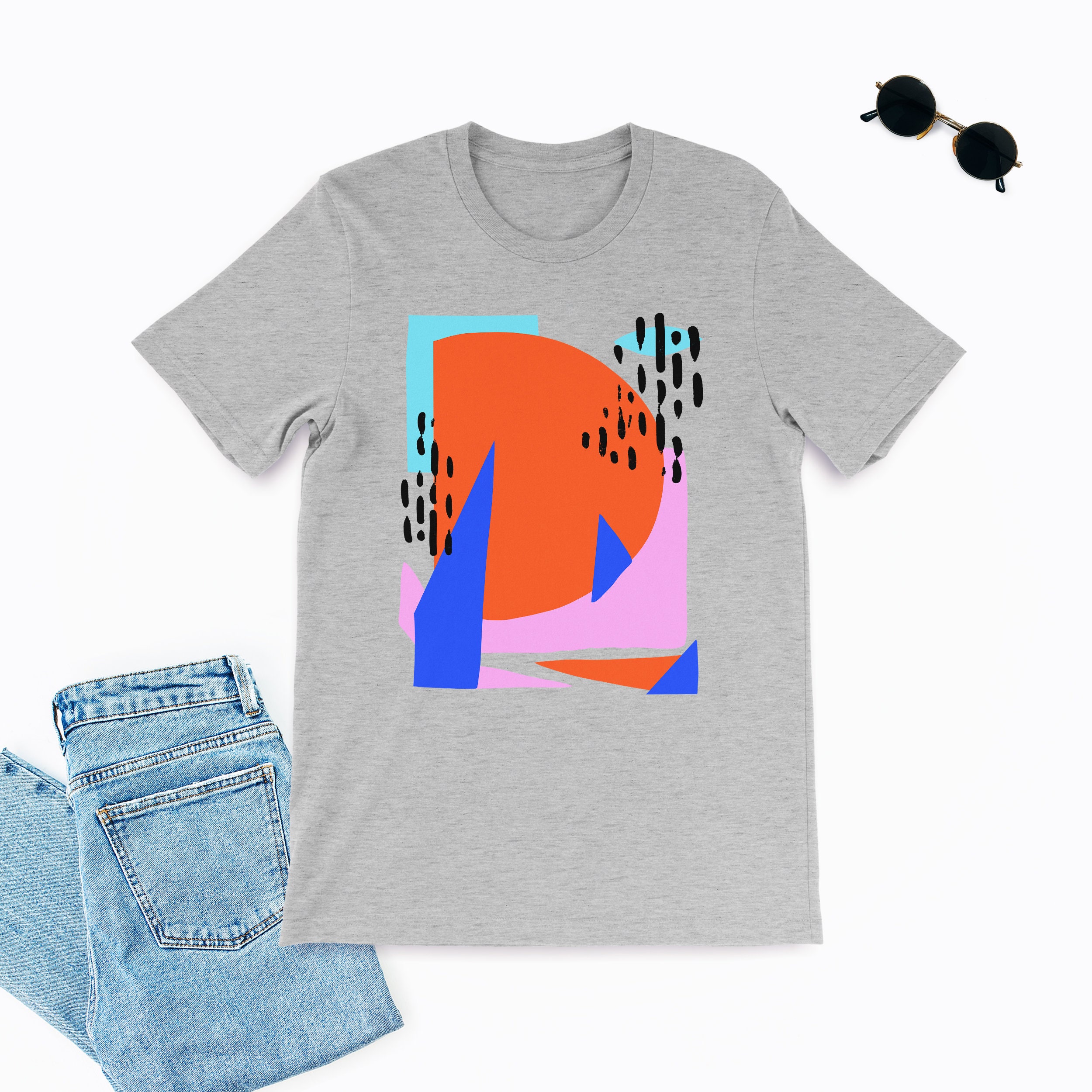 Abstract Tshirt, Art Drawing Shirt, Aesthetic Graphic Tee, Colorful ...