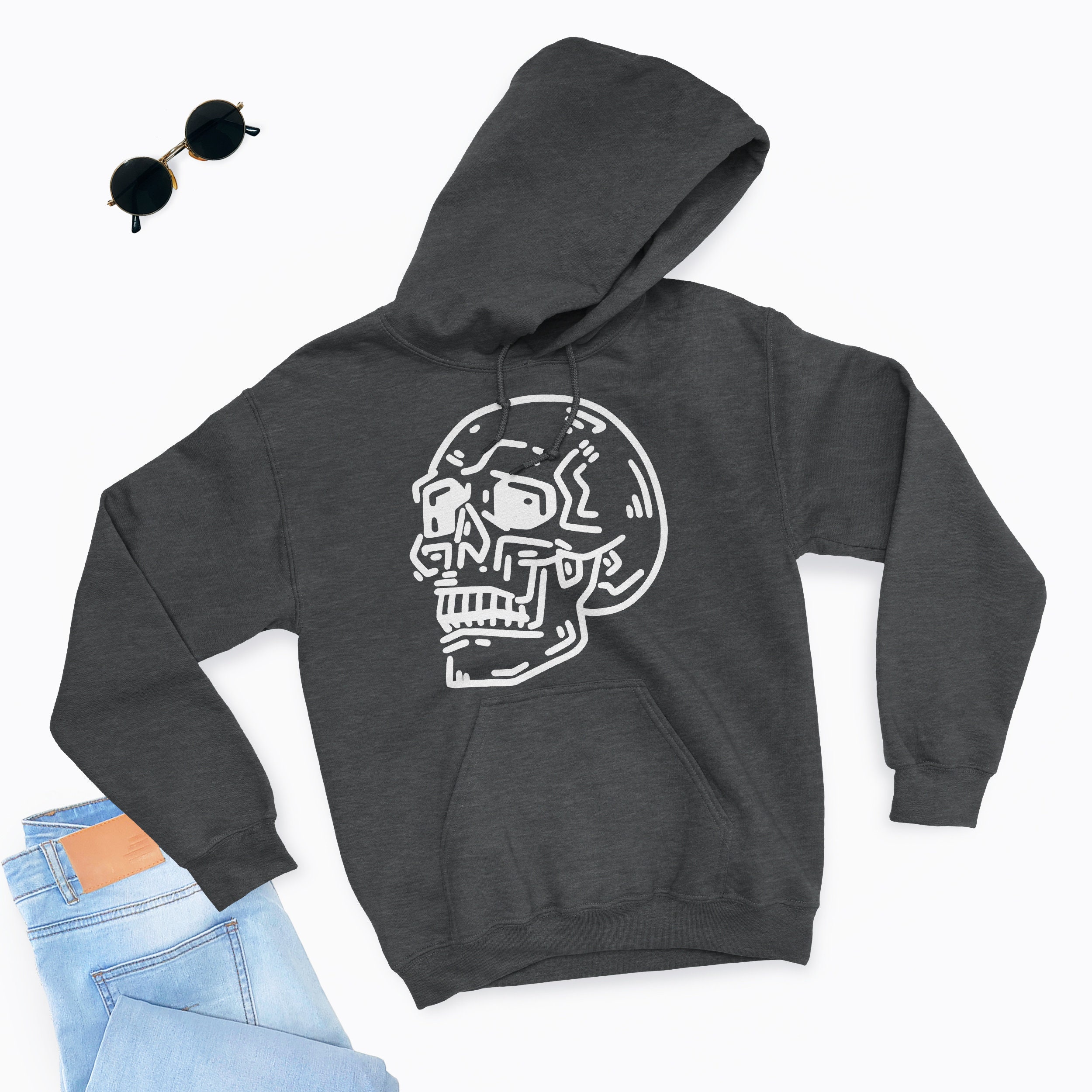 Skull Shirt Pullover Hoodie Graphic Shirt Metal Art Skull | Etsy