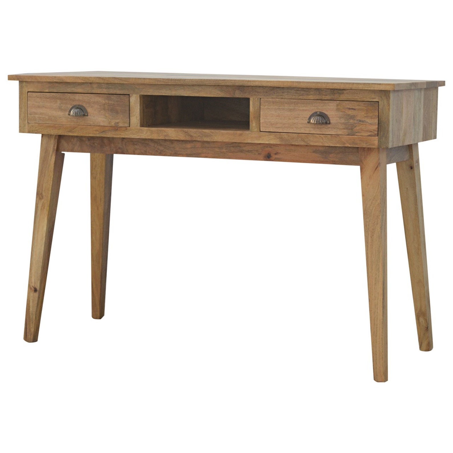 Handcrafted Solid Wood Two Drawer Writing Desk With Open Slot - Etsy
