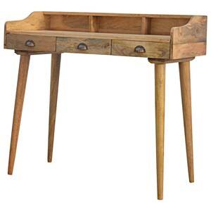 Solid Wood Nordic Writing Desk With 3 Drawers & Gallery Back - Etsy UK