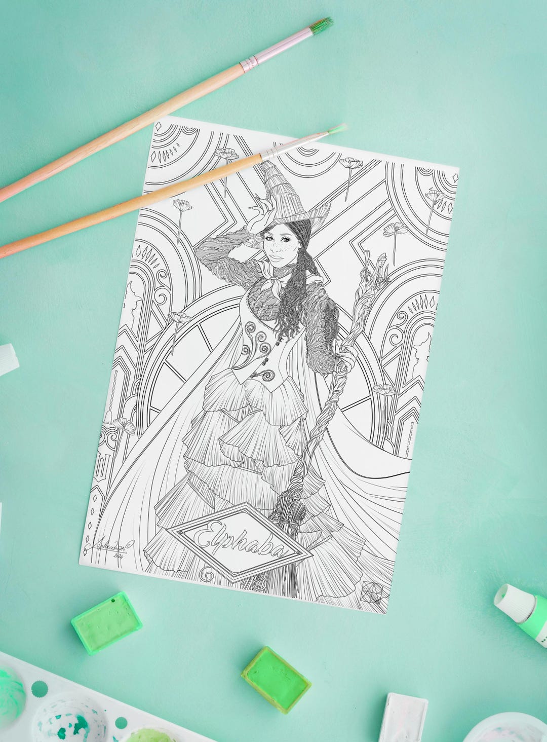 Coloring Page Elphaba "the Wicked Witch" - Etsy