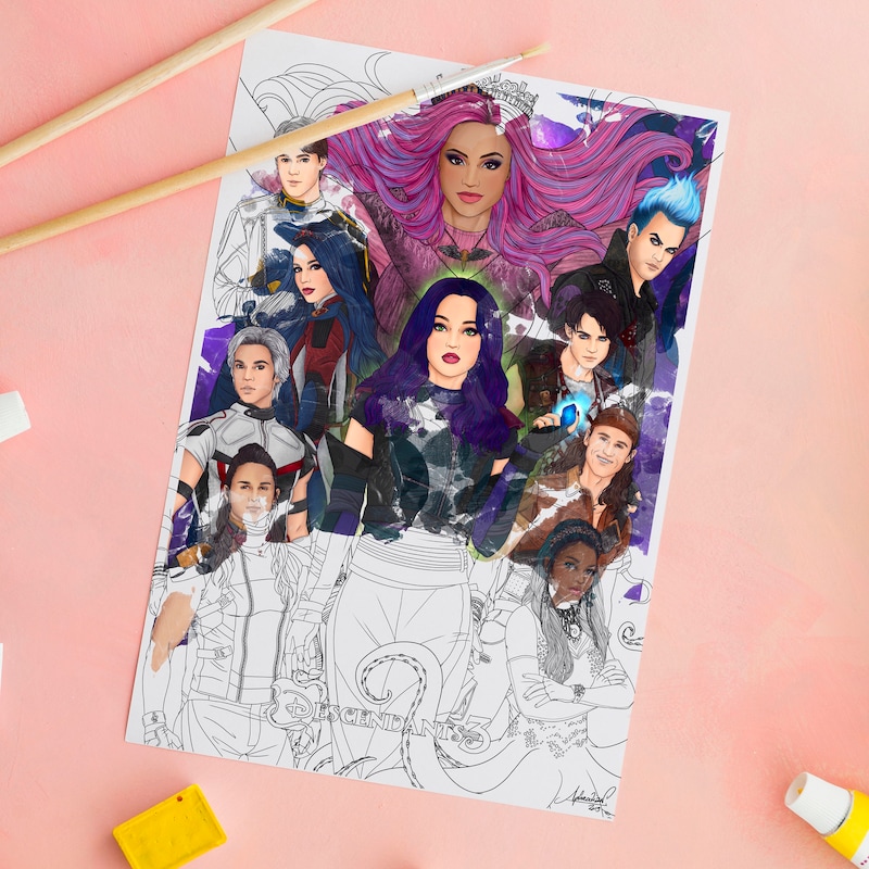 Descendants Rise of Red Coloring Pages - Etsy