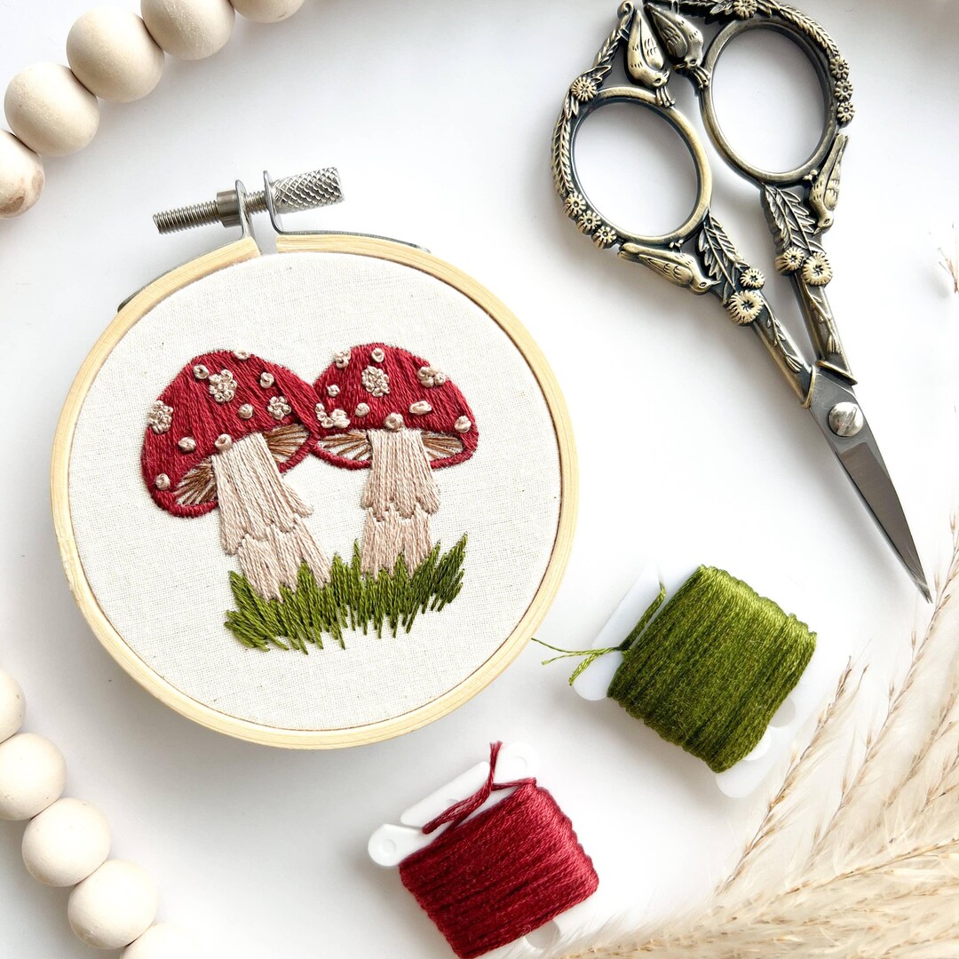 Mindful Mantra Mini Toadstools Embroidery Kit - Etsy UK