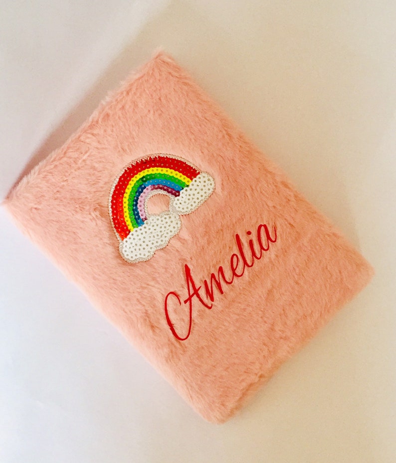 Rainbow Fluffy Notebook Personalised Plush Novelty Note Book - Etsy UK
