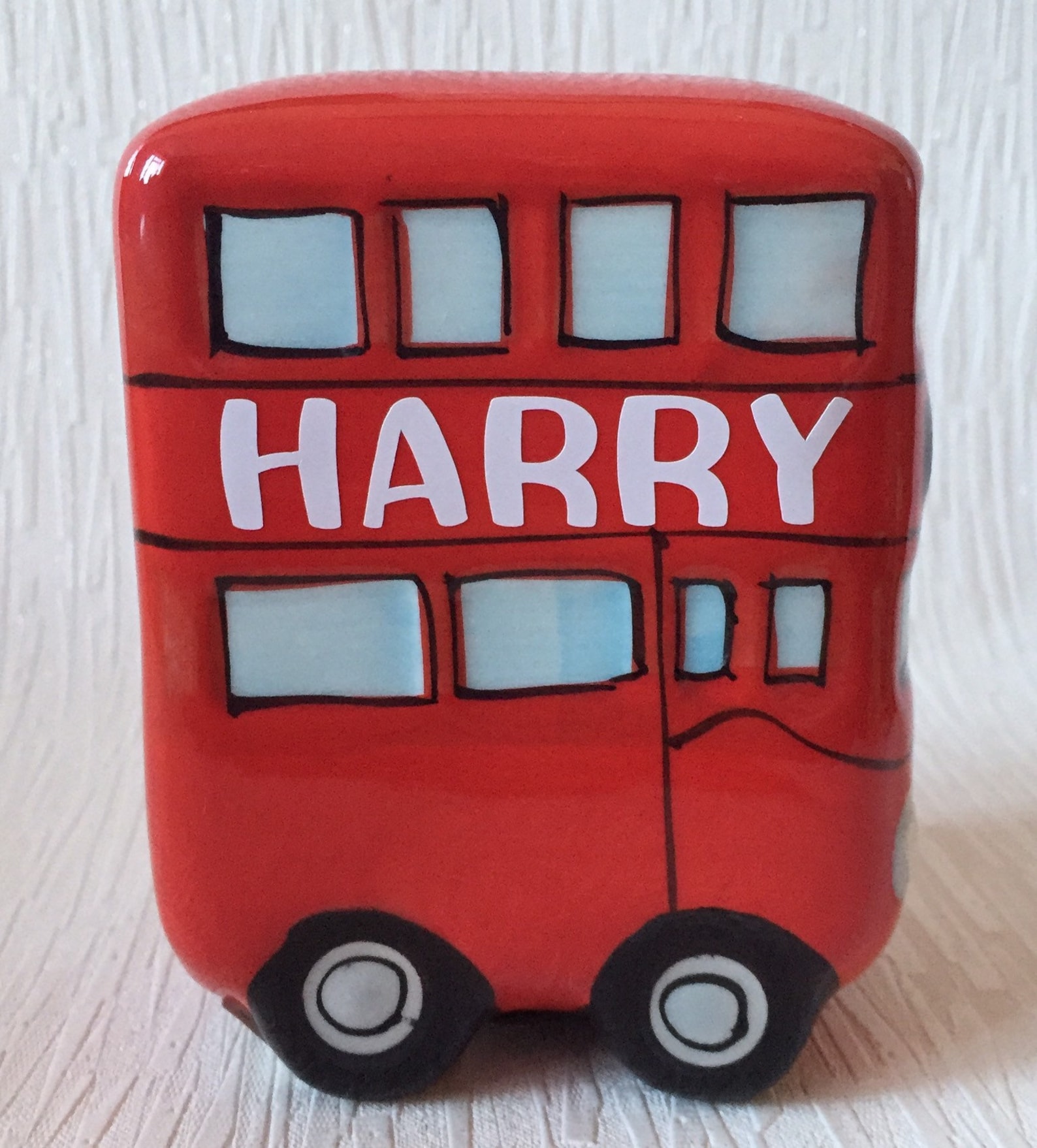 Red London bus money box personalised transport savings bank | Etsy