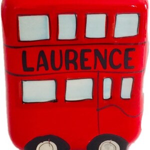 Red London Bus Money Box, Personalised Transport Savings Bank in Gift ...