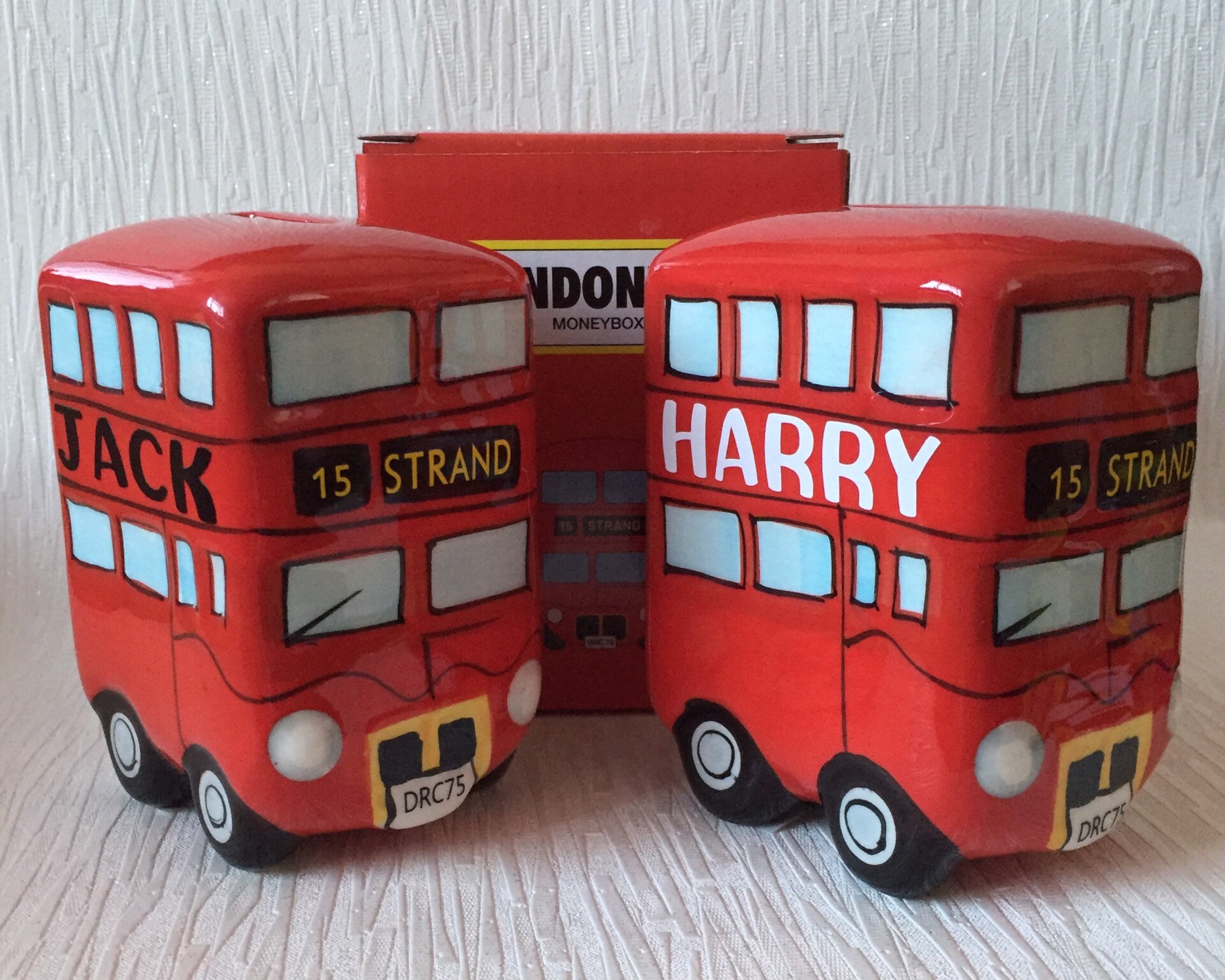 Red London bus money box personalised transport savings bank | Etsy