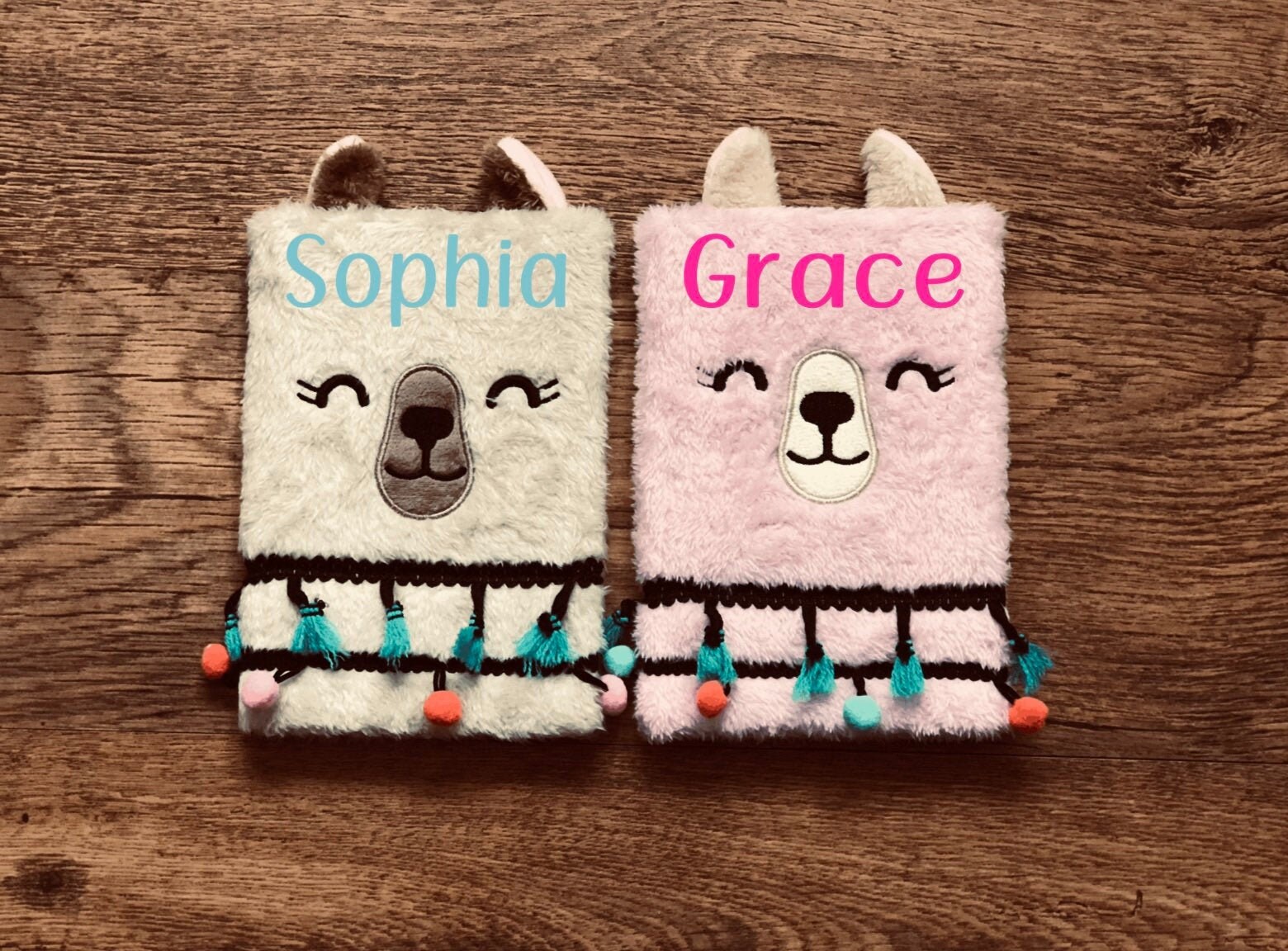 Llama fluffy notebook personalised plush note book A5 | Etsy