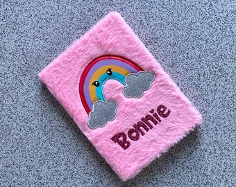 Unicorn Fluffy A4 Notebook, Personalised Plush Novelty Note Book, Girls ...