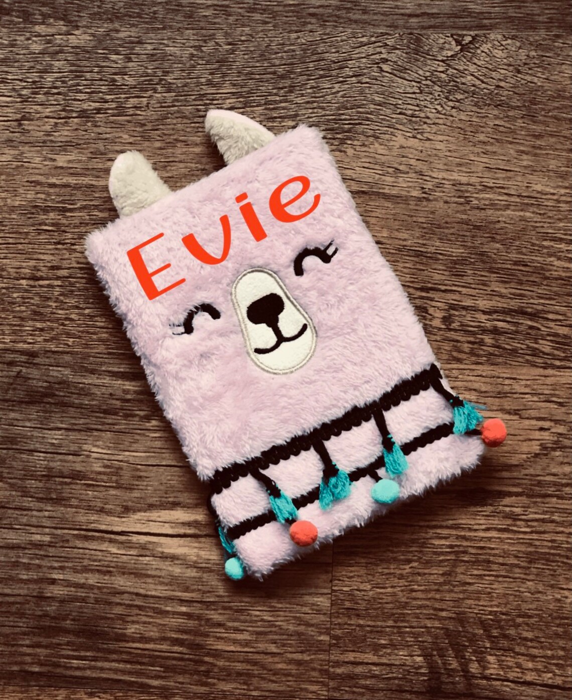 Llama fluffy notebook personalised plush note book A5 | Etsy