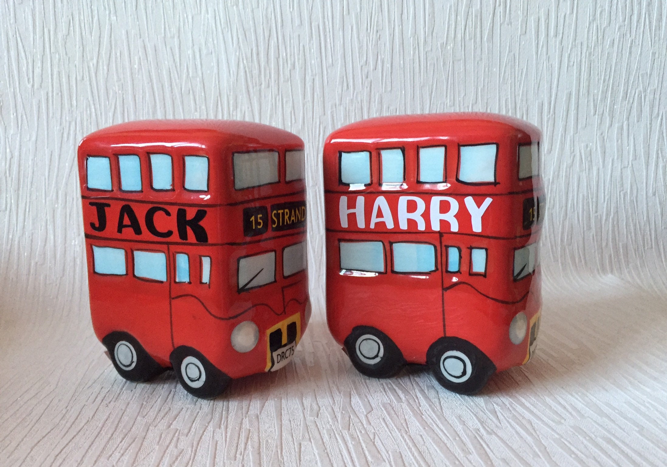 Red London bus money box personalised transport savings bank | Etsy