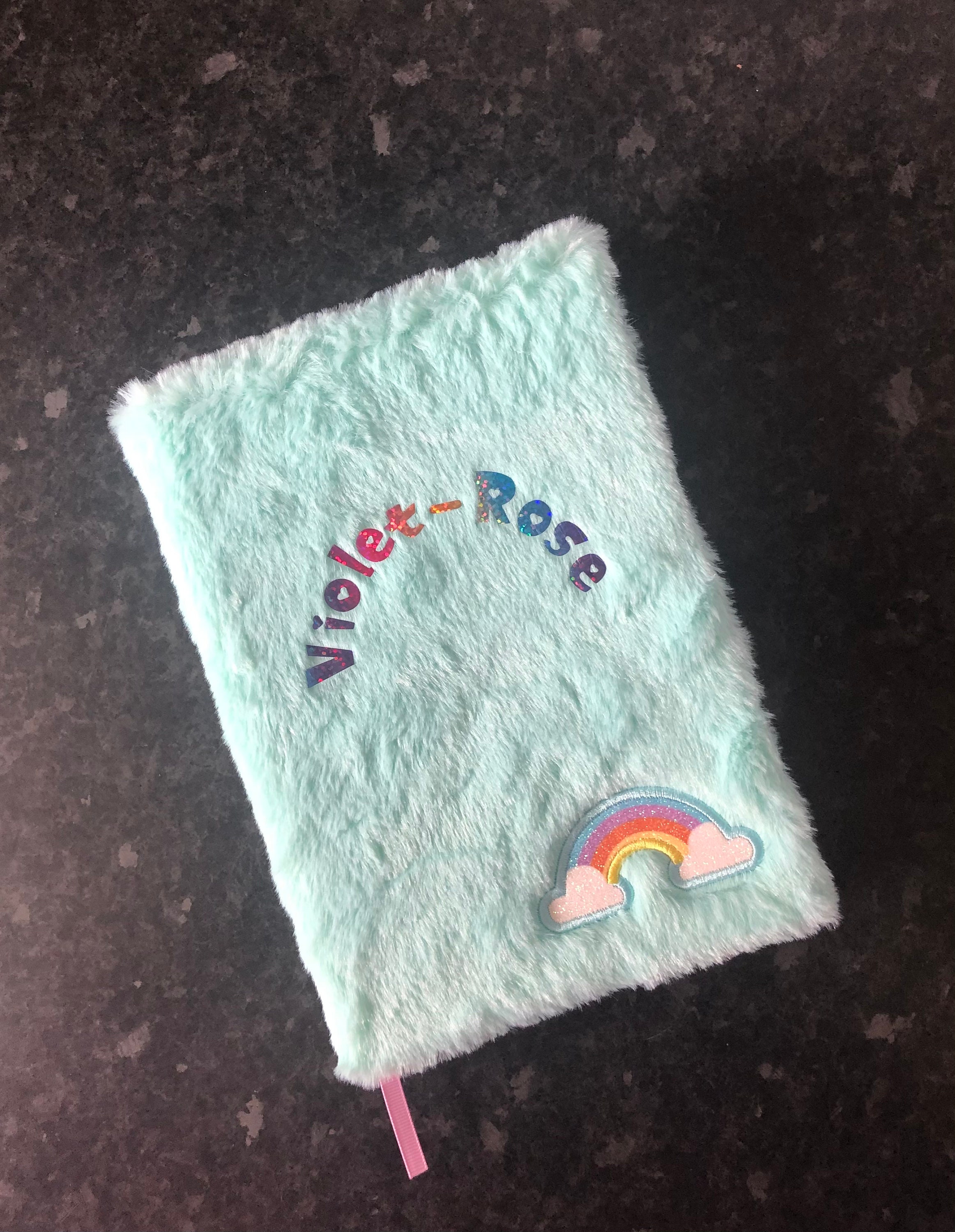 Fluffy rainbow notebook personalised plush novelty note book - Etsy.de