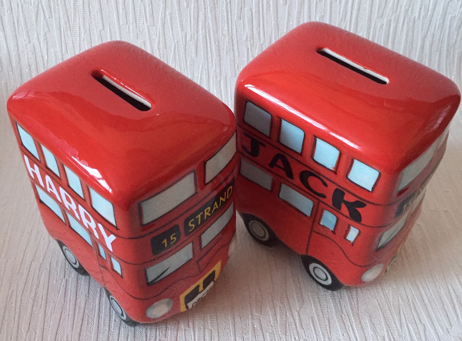 Red London bus money box personalised transport savings bank | Etsy